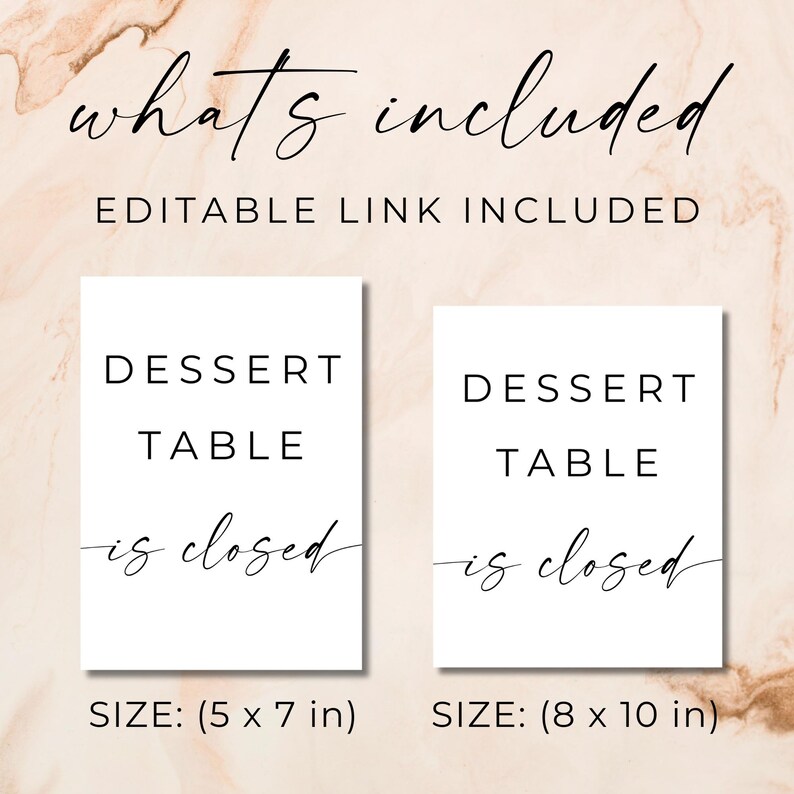 Dessert Table is Closed Sign, Modern Dessert Table Sign, Wedding ...
