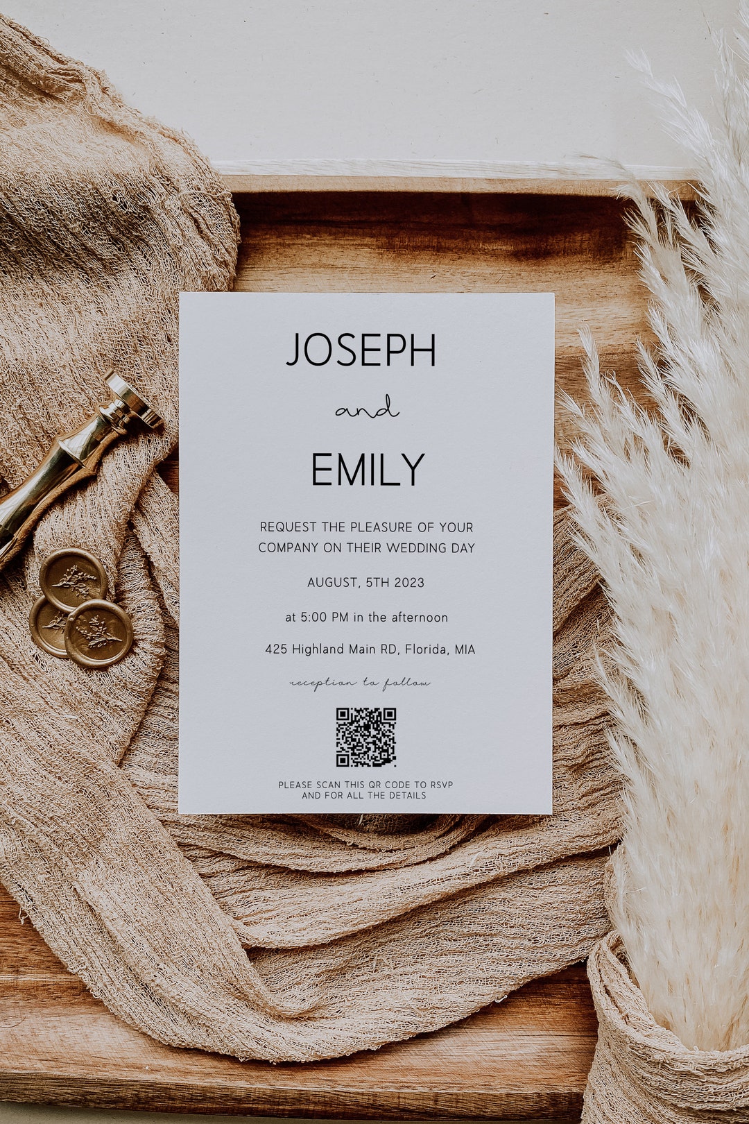 Wedding Invite Template With QR Code | QR Code Invitation | Wedding ...