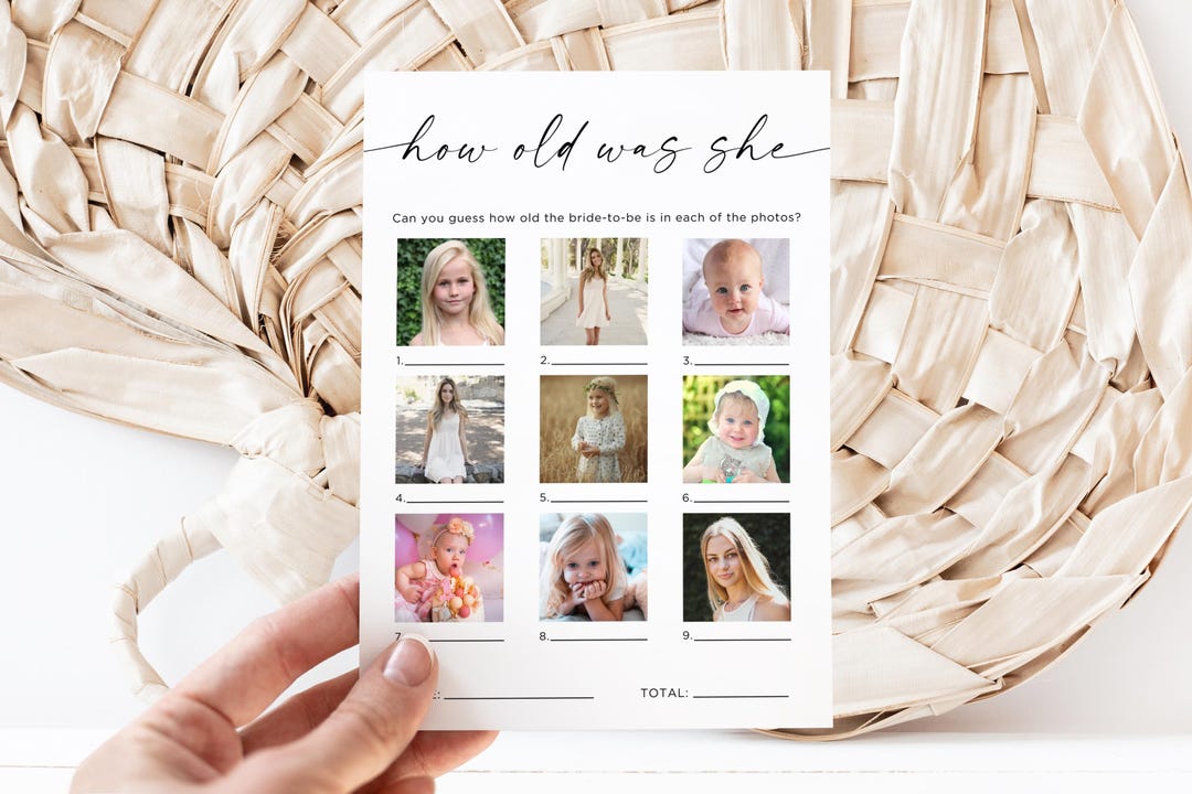 How Old Was the Bride Game, Minimalist Modern Bridal Shower Game, How ...