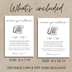 Audio Guestbook Sign Wedding, Telephone Guest Book Sign Template, Leave ...