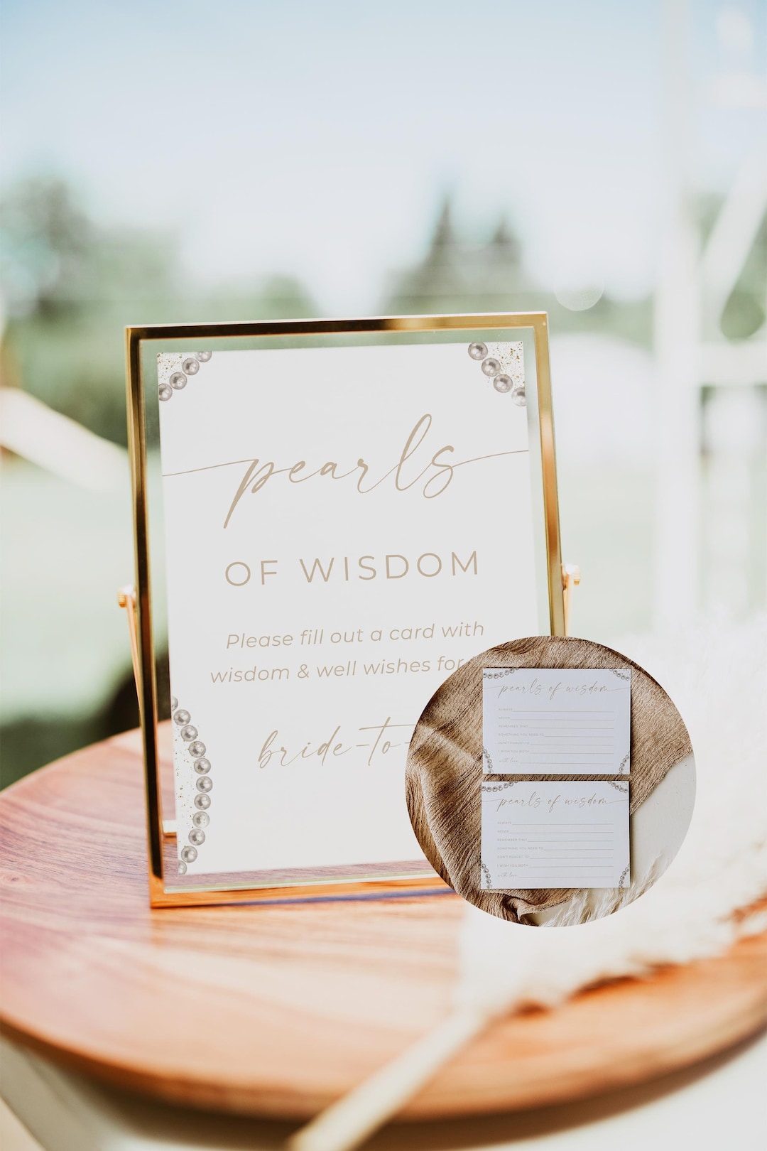 Pearls of Wisdom Card Bridal Shower, Pearls of Wisdom Sign, Pearls and ...