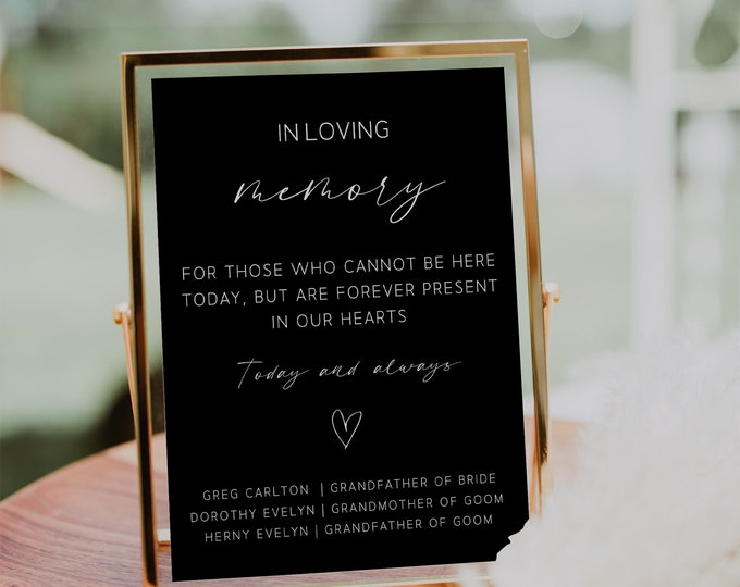 Simple in Loving Memory Sign Wedding Printable | Minimalist Wedding ...