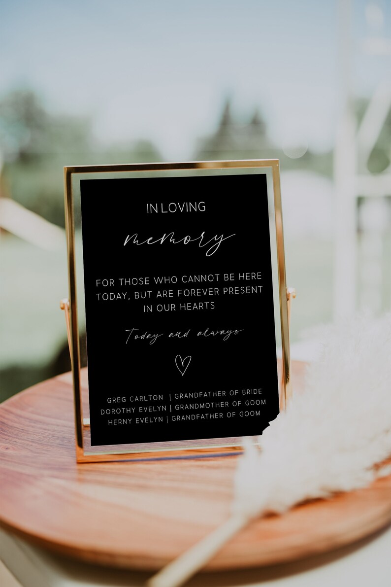 In Loving Memory Wedding Sign Template Memory Table Sign - Etsy