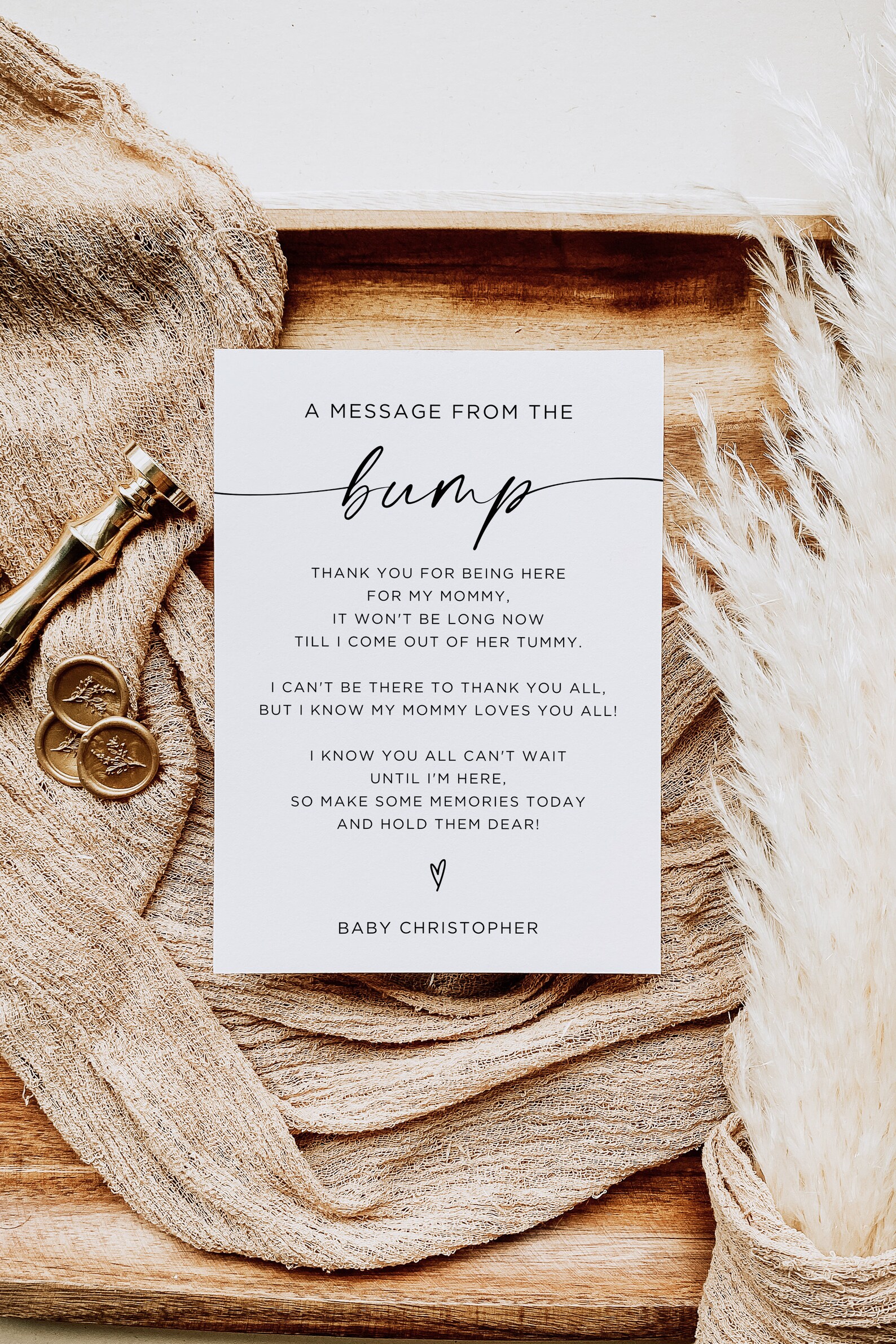 Message From the Bump Sign, Baby Bump Sign, Minimalist Baby Shower ...