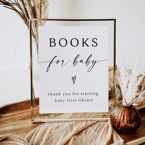 Minimalist Books for Baby Sign, Boho Baby Shower Template, Baby Shower ...