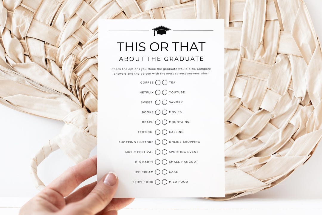 This or That Graduation Game, Graduation Party, Fun Printable ...
