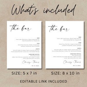 Modern Drink Menu Template, Minimalist the Bar Sign, Simple Wedding Bar ...