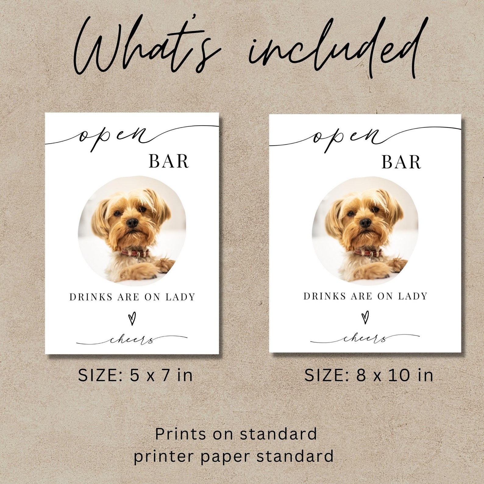 Open Bar Dog Sign, Pet Photo Drink Sign for Wedding, Bar Menu Sign ...