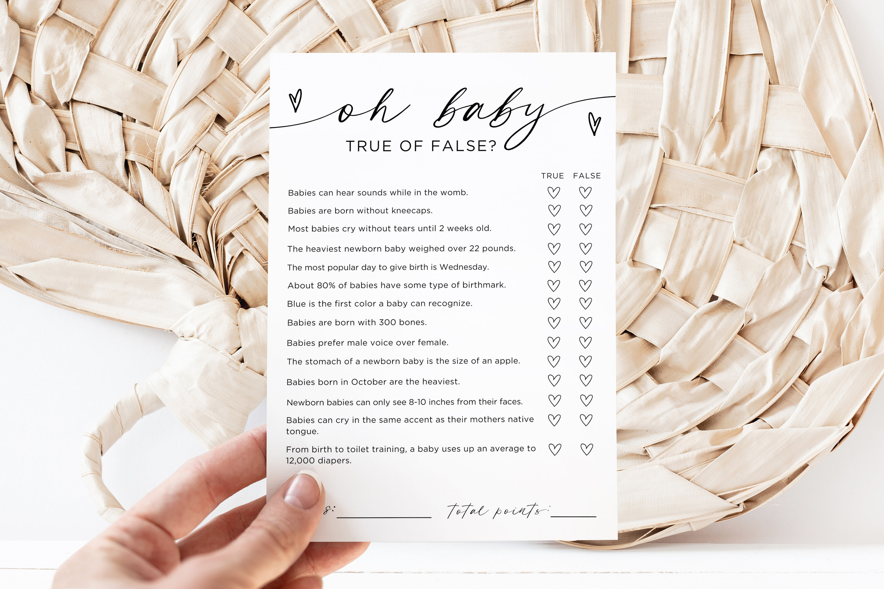Baby Shower Game True or False, Oh Baby True or False, Minimalist Baby ...