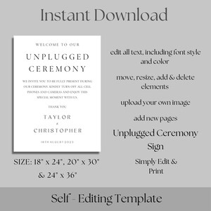 Unplugged Ceremony Sign Printable Unplugged Wedding Sign - Etsy