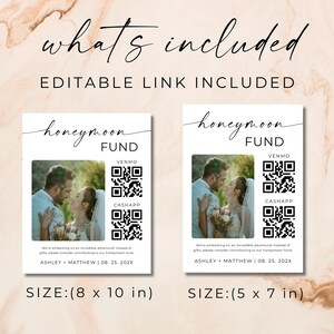 Honeymoon Fund Wedding Sign, Venmo Honeymoon Wish Sign, QR Code Modern ...