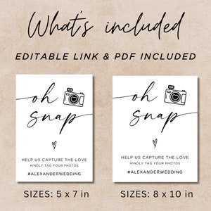 Oh Snap Wedding Hashtag Sign, Minimalist Wedding Snapchat Sign Template ...