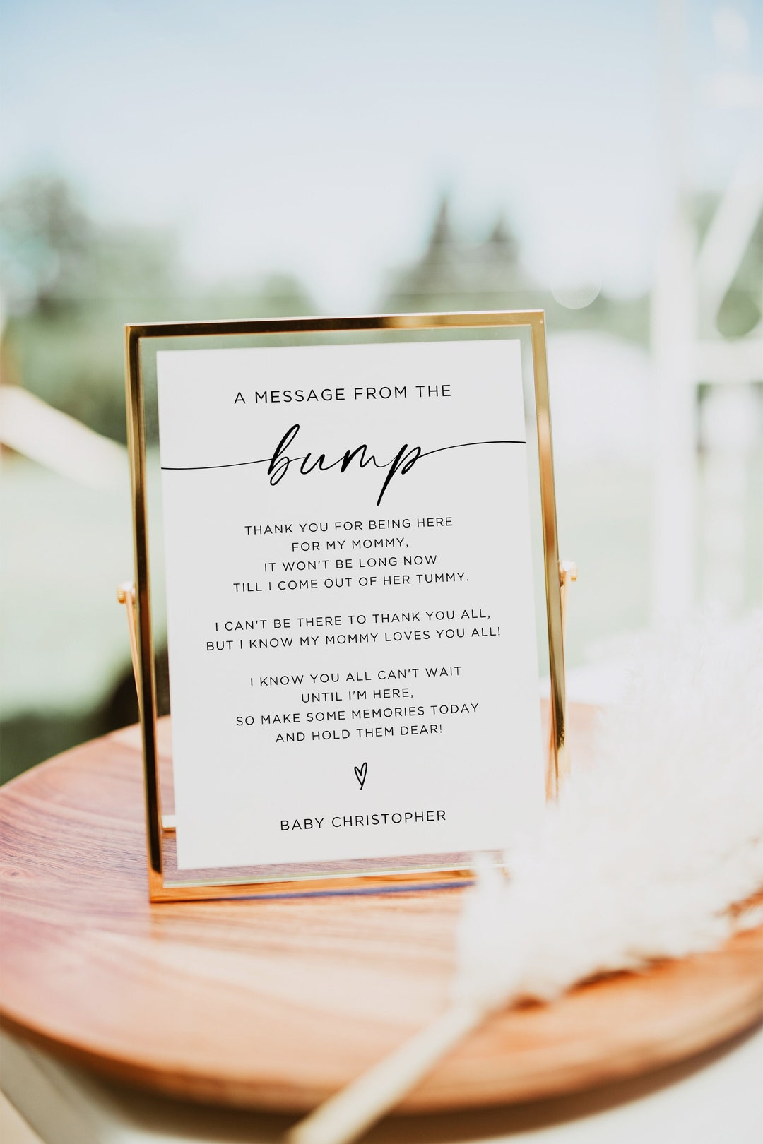 Message From the Bump Sign, Baby Bump Sign, Minimalist Baby Shower ...