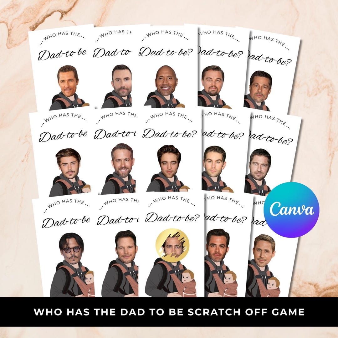 Find the Dad Scratch off Game, Baby Shower Game, Who Has the Dad Baby ...