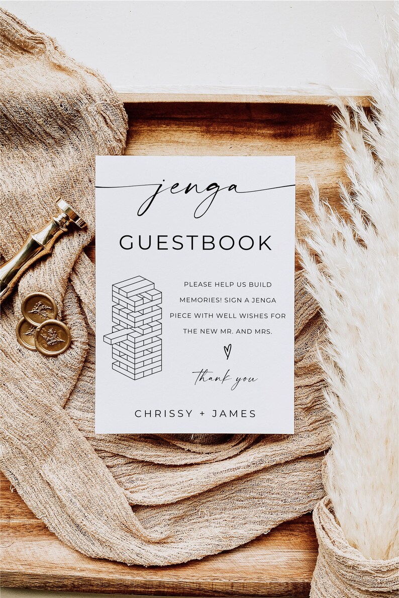 Jenga Sign for Wedding Guest Book, Jenga Game Sign, Jenga Guestbook ...