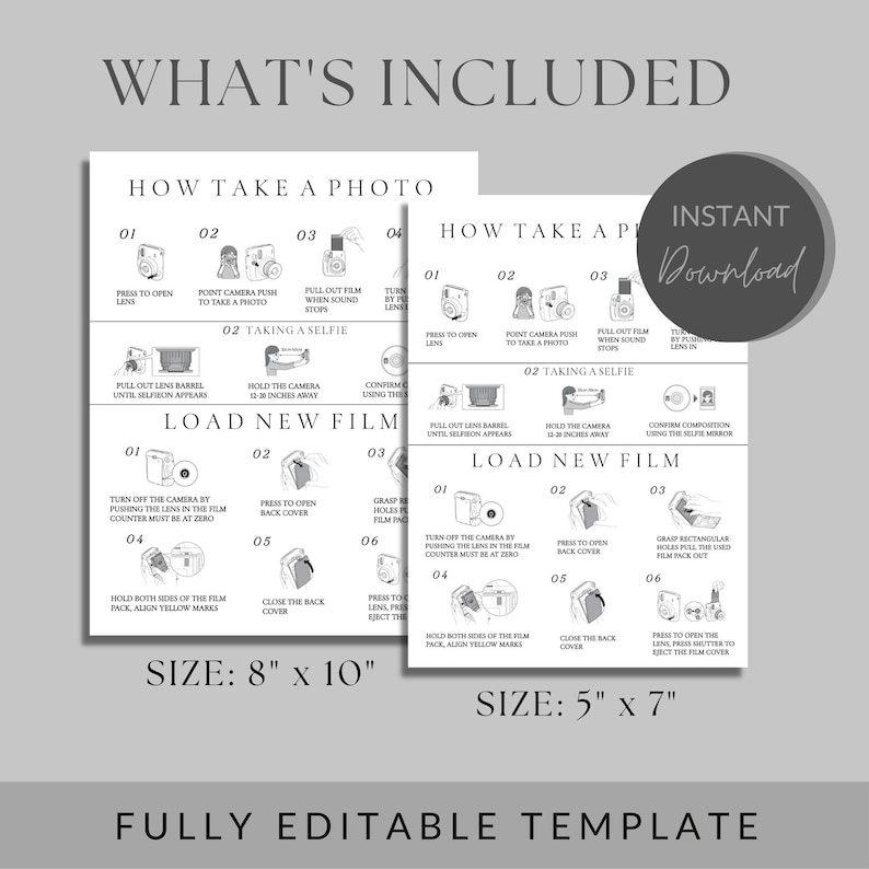 How to Load New Film Camera Instructions Sign Instax Mini - Etsy