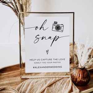 Oh Snap Wedding Hashtag Sign, Minimalist Wedding Snapchat Sign Template ...