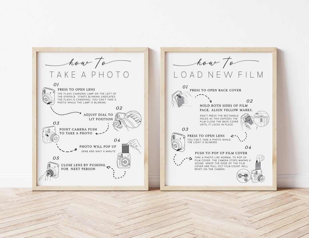How to Load New Film Camera Instructions Sign, Instax Mini Photo ...
