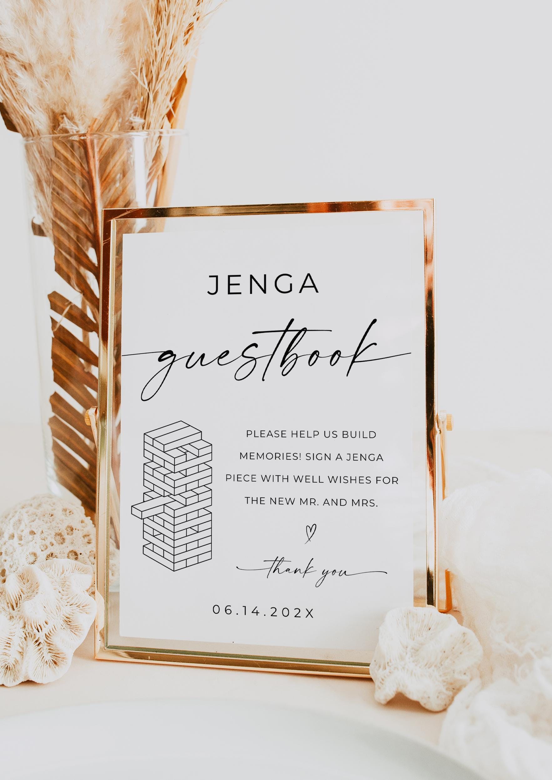 Jenga Sign for Wedding Guest Book, Wedding Building Blocks Sign, Simple ...