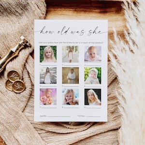 How Old Was the Bride Game, Minimalist Modern Bridal Shower Game, How ...