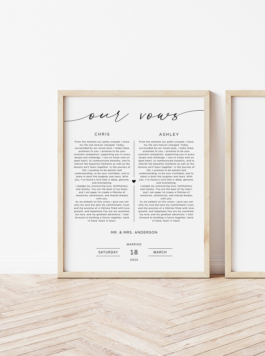 Wedding Vows First Anniversary Gift Template, Our Wedding Vows Template ...
