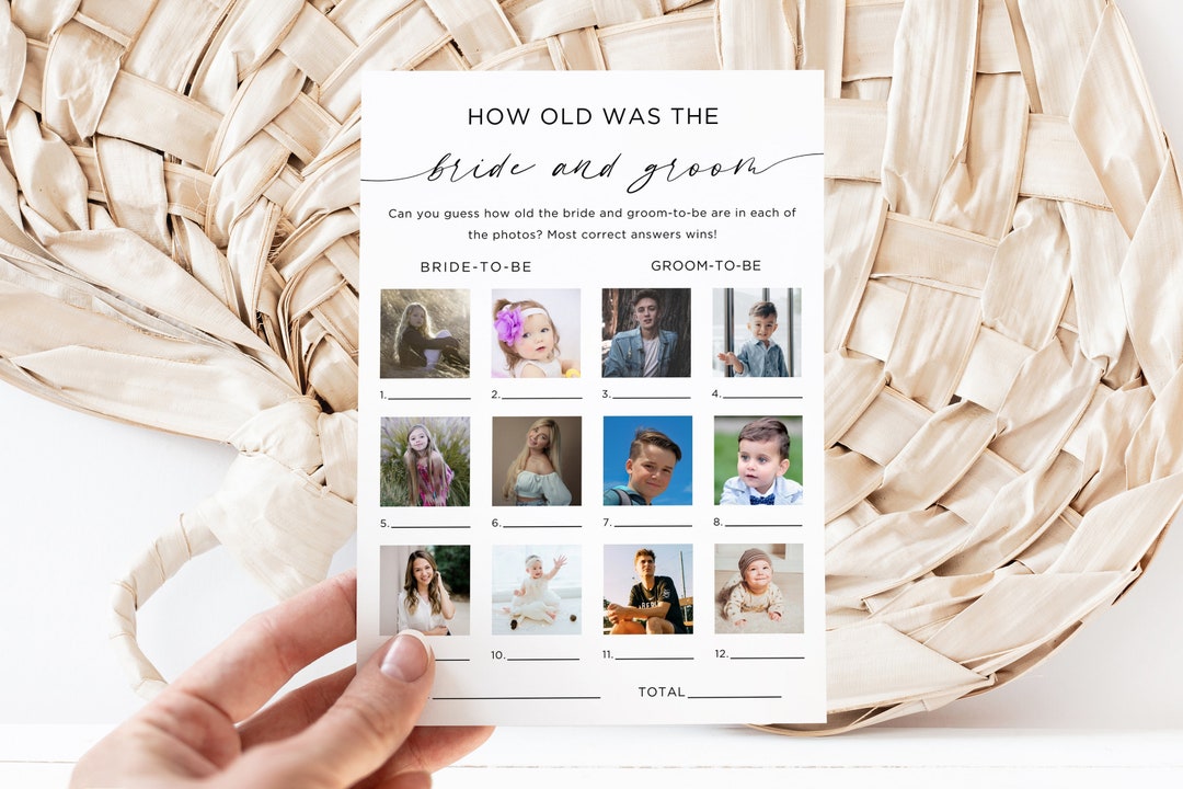 How Old Were They Bride and Groom, Minimalist Photo Baby Guessing Game ...