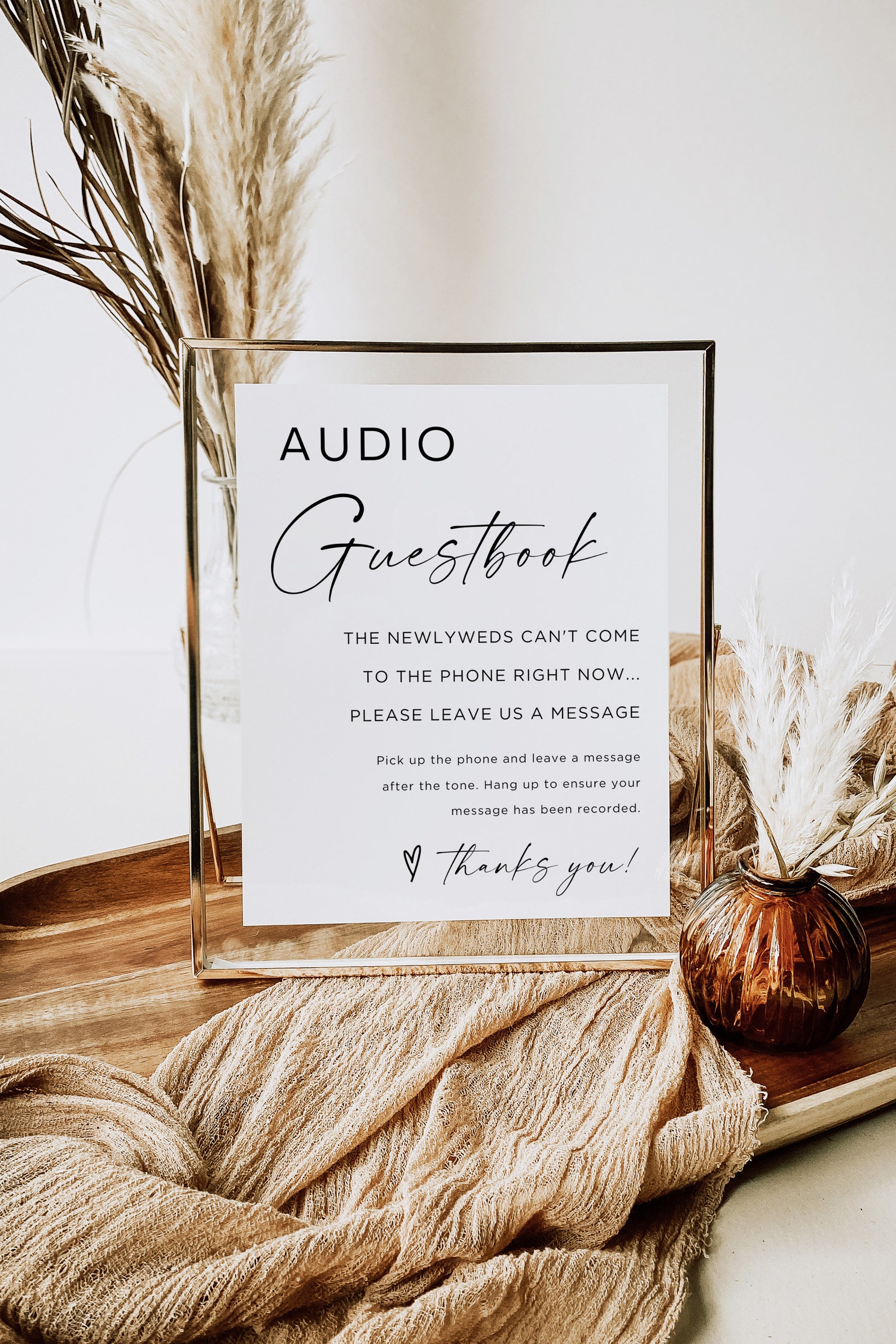 Minimalist Audio Guestbook Sign Template, Modern Guestbook Wedding Sign ...