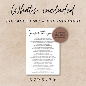 Pass the Poem Bridal Shower Game, Minimalist Bridal Shower Game Pass ...