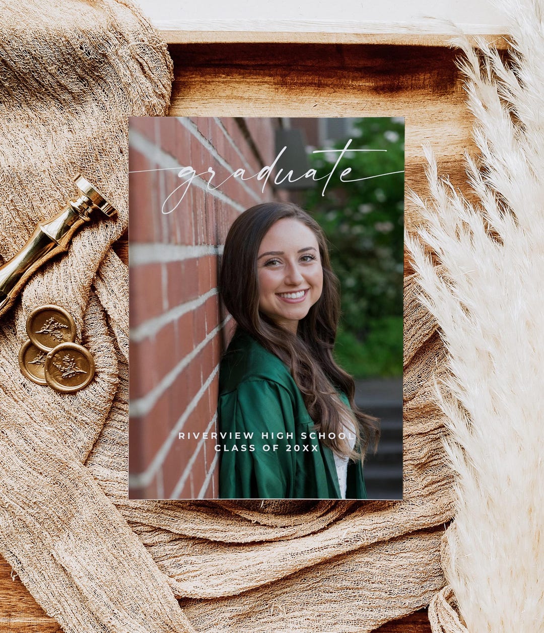 Graduation Announcement Card, Photo Graduation Card, Modern Minimalist ...