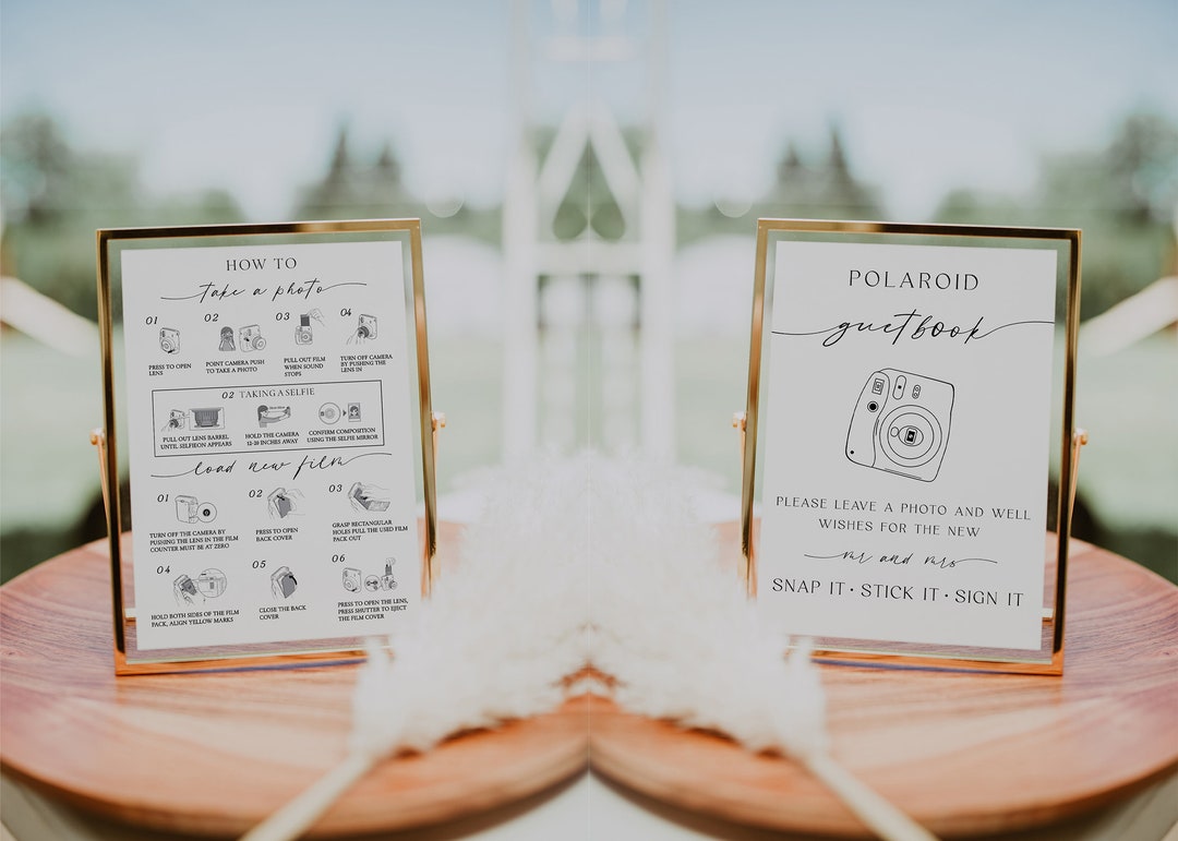 Polaroid Guest Book Sign Template How to Load New Film Camera - Etsy