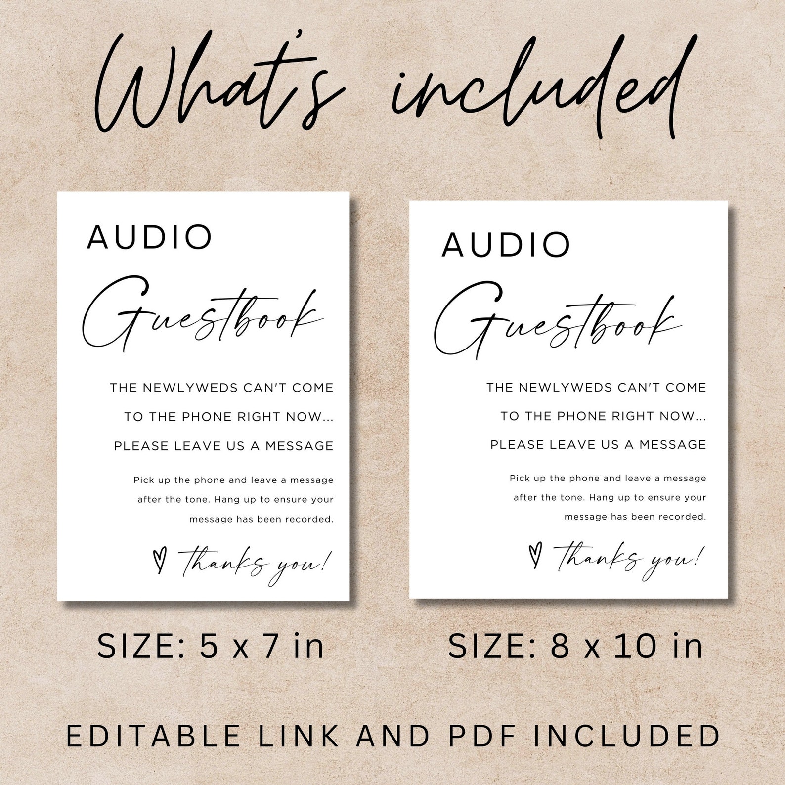 Minimalist Audio Guestbook Sign Template, Modern Guestbook Wedding Sign ...
