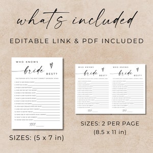 Who Knows the Bride Best Game Editable, Minimalist Who Knows the Bride ...