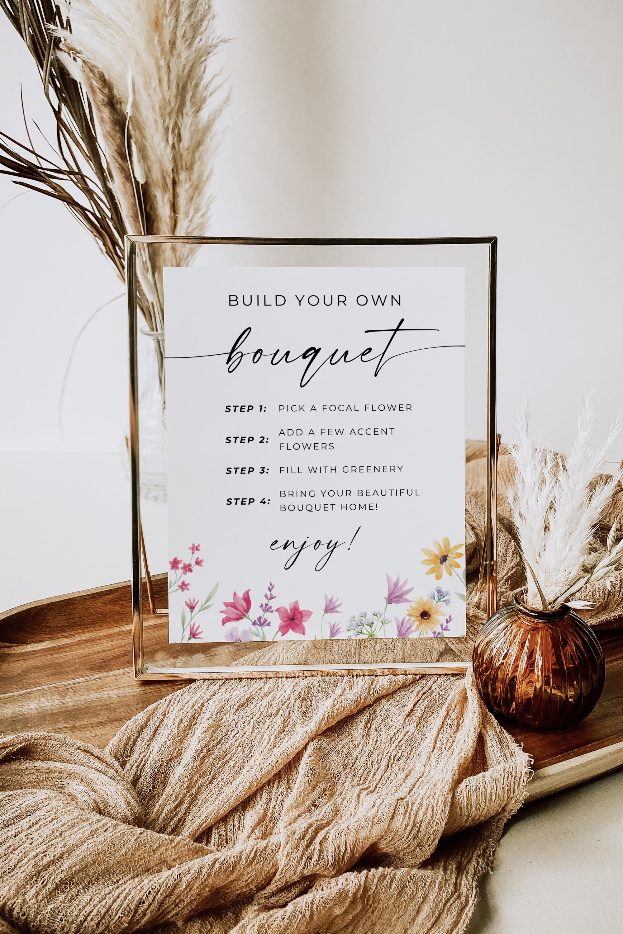 Build Your Own Bouquet Sign, Floral Bridal Shower Sign, Flower Bar Sign ...