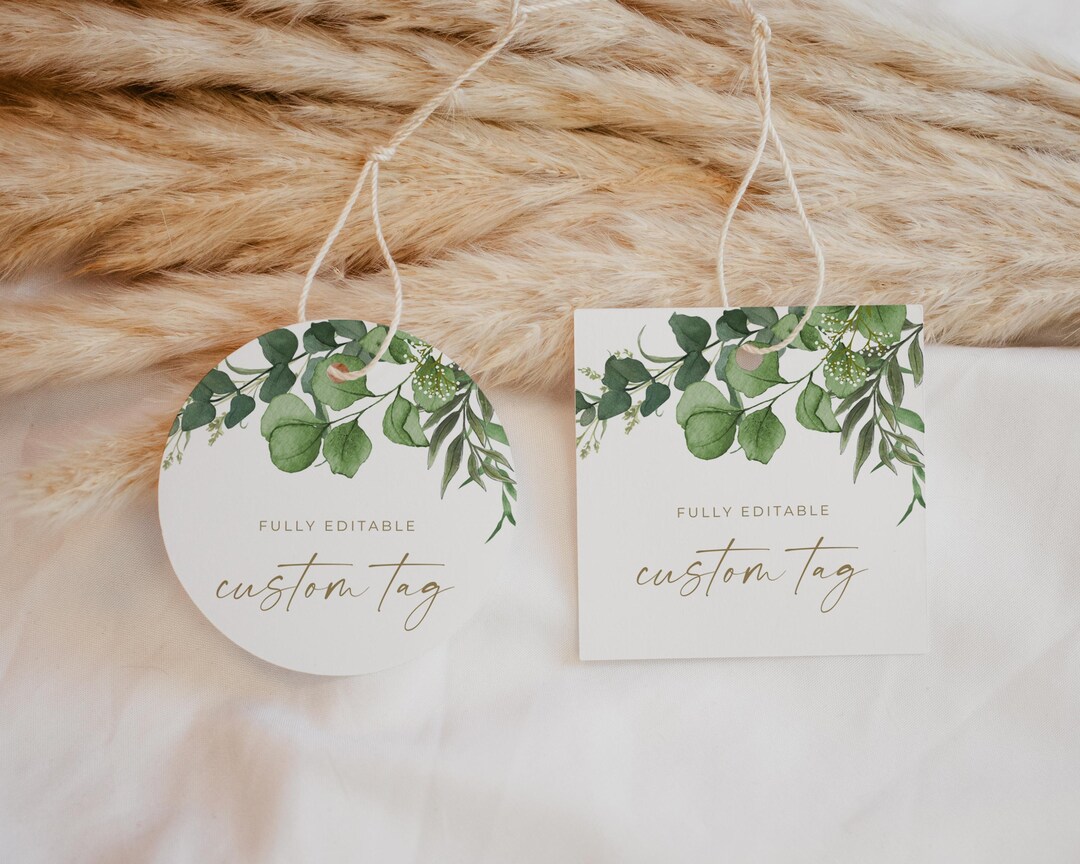 Custom Wedding Guest Gift Tag, Your Words Here, Greenery Gold Favor Tag ...