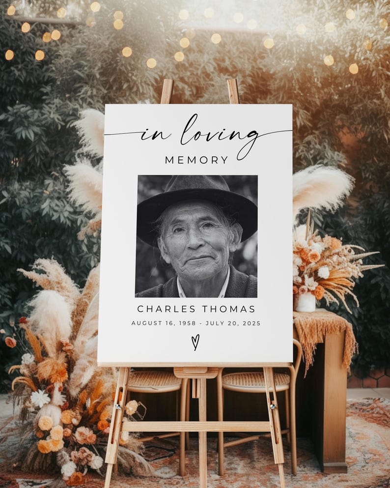 In Loving Memory With Photo Funeral Sign, Funeral Memorial Sign ...