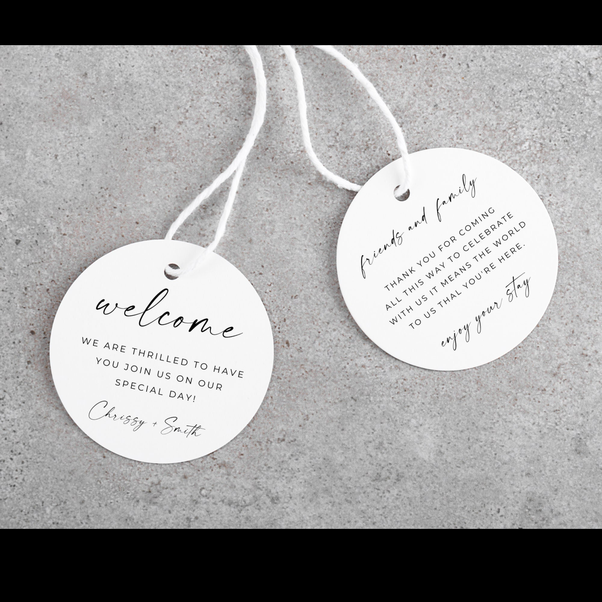 Wedding Hotel Welcome Bag Tag, Wedding Round Gift Bag Tag, Set of ...