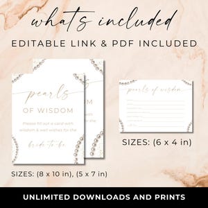 Pearls of Wisdom Card Bridal Shower, Pearls of Wisdom Sign, Pearls and ...