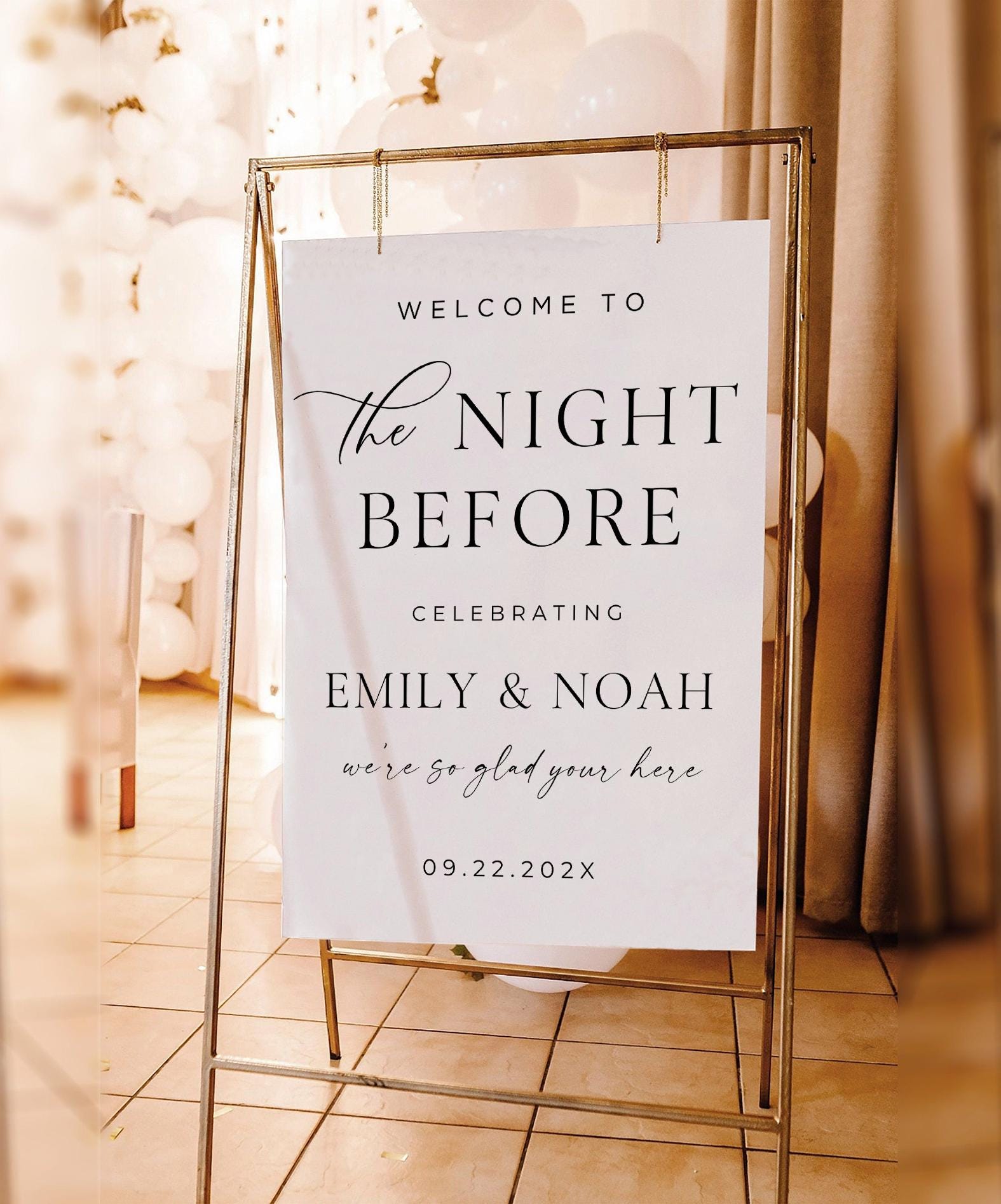The Night Before Welcome Sign Template, Rehearsal Dinner Sign, Elegant ...
