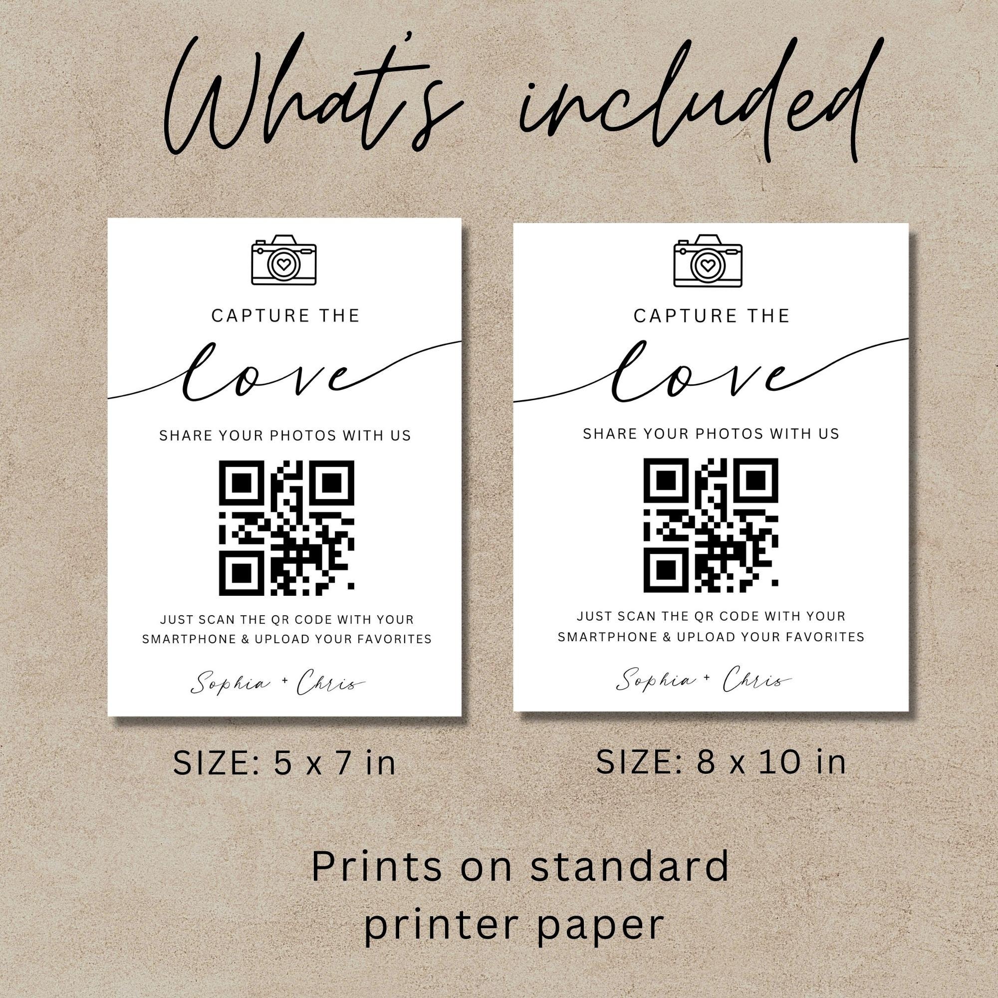 Capture the Love Wedding Sign, Wedding QR Code Signs, Wedding Photo ...