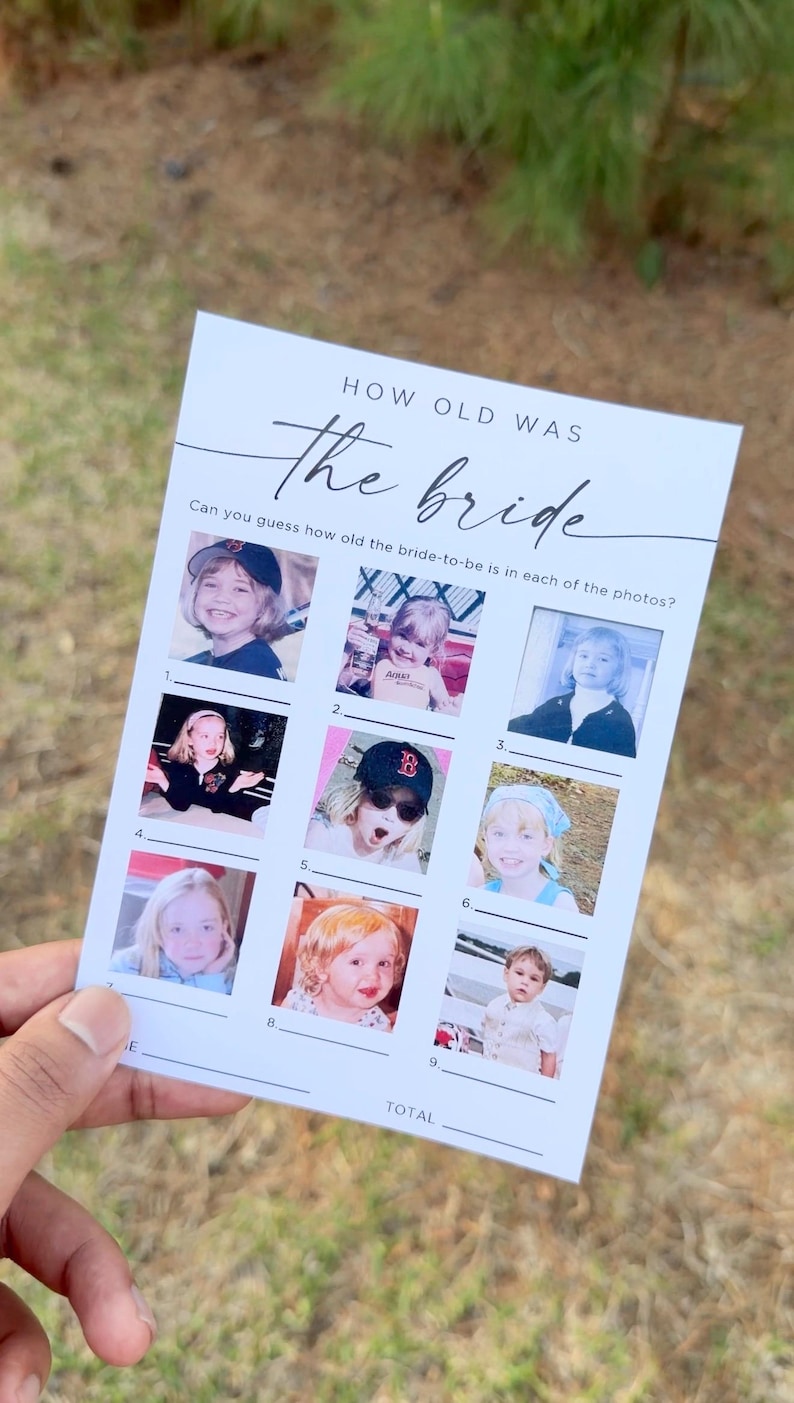 PRINTED + SHIPPED How Old Was the Bride Bridal Shower Game, Minimalist ...