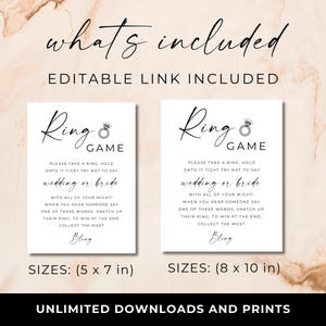 Bridal Shower Ring Game Sign, Minimalist Bridal Shower Bachelorette ...