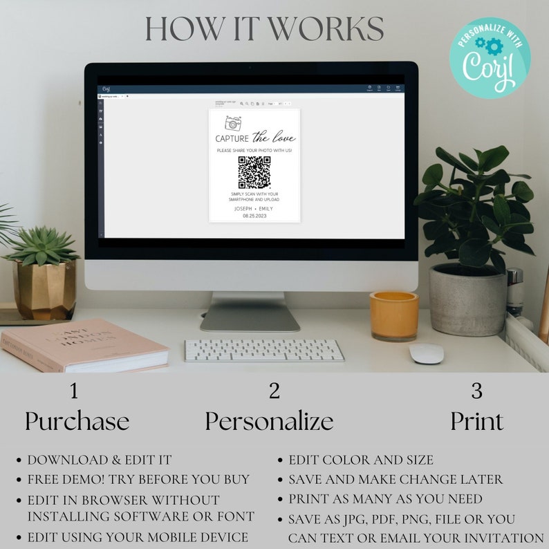 Wedding QR Code Sign Template Capture the Love QR Code Sign - Etsy