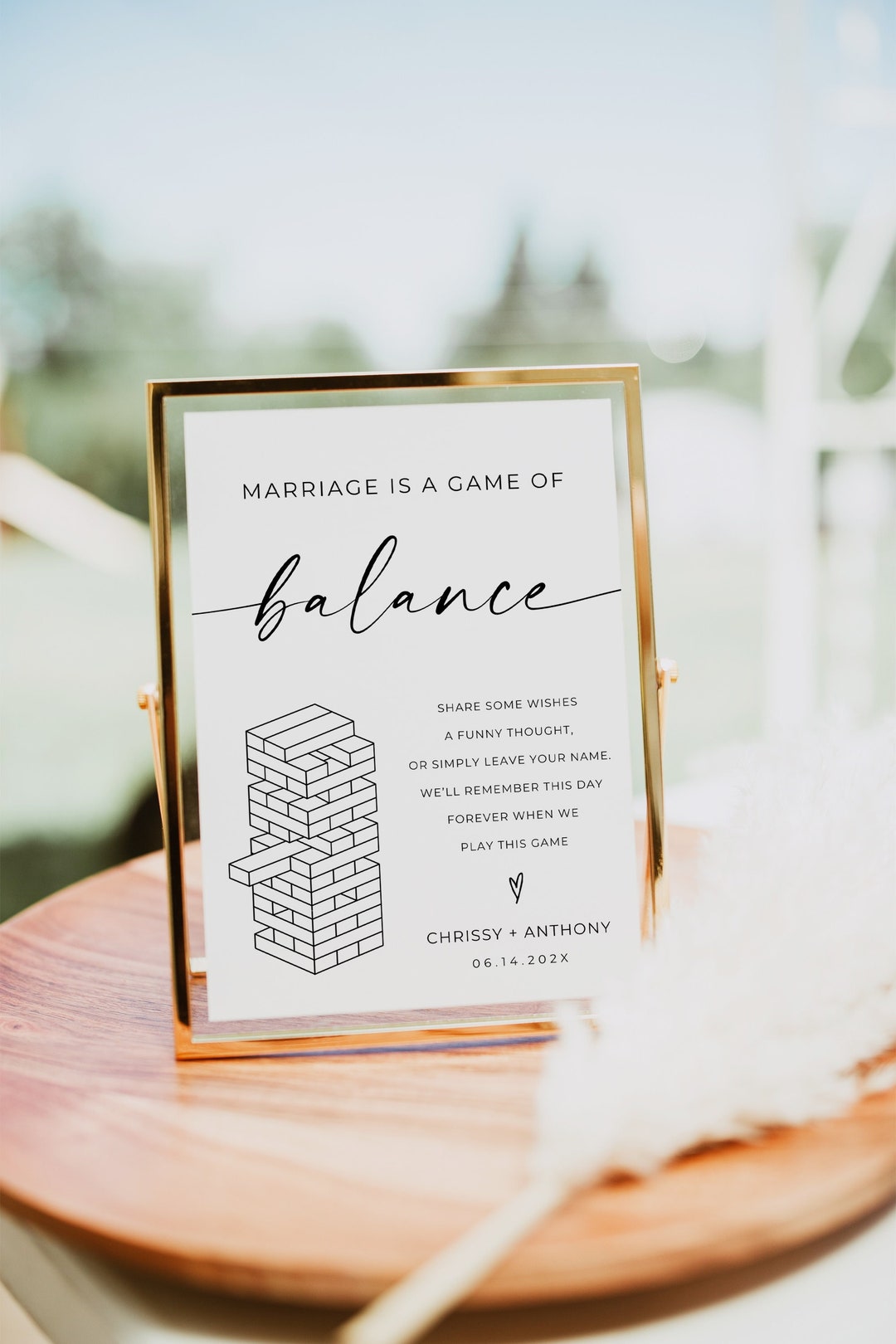 Jenga Guestbook Wedding Sign, Marriage is a Game of Balance Wedding ...
