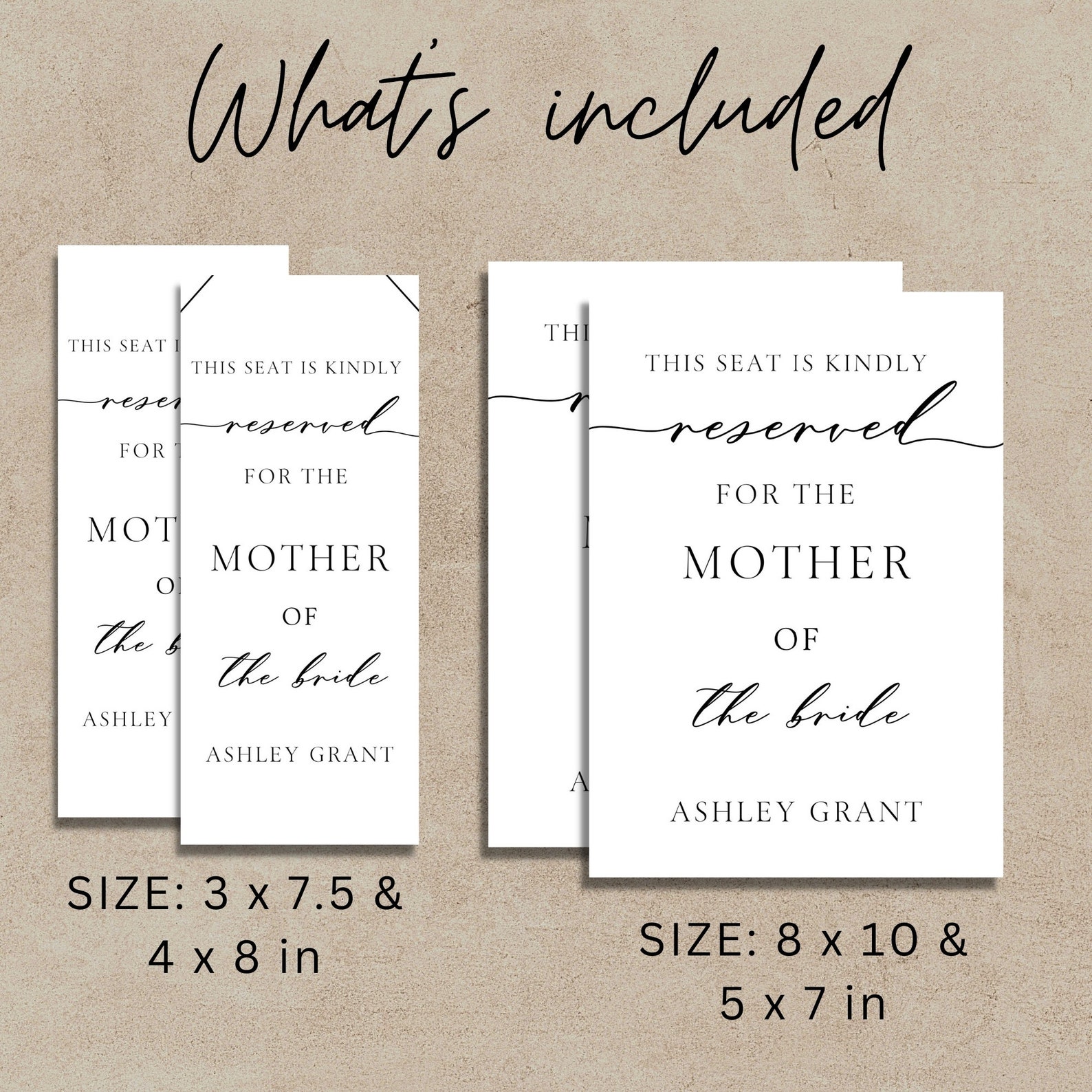 Wedding Reserved Seating Tag & Ceremony Wedding Sign, Minimalist ...