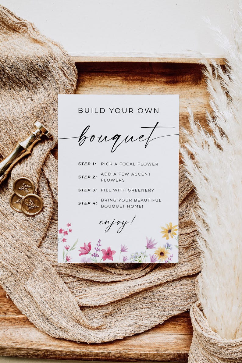 Build Your Own Bouquet Sign, Floral Bridal Shower Sign, Flower Bar Sign ...