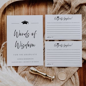 Words of Wisdom Graduation Sign & Card Graduation Party Sign - Etsy