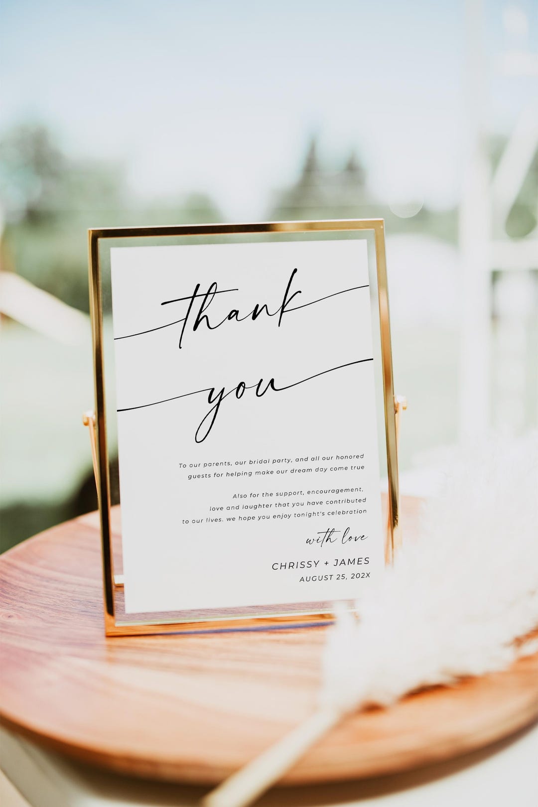 Wedding Thank You Note Sign, Thank You Card Template, Modern Thank You ...