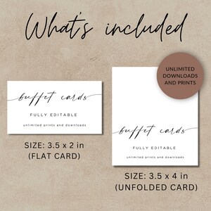 Minimalist Buffet Card Template, Modern Wedding Buffet Printable Card ...