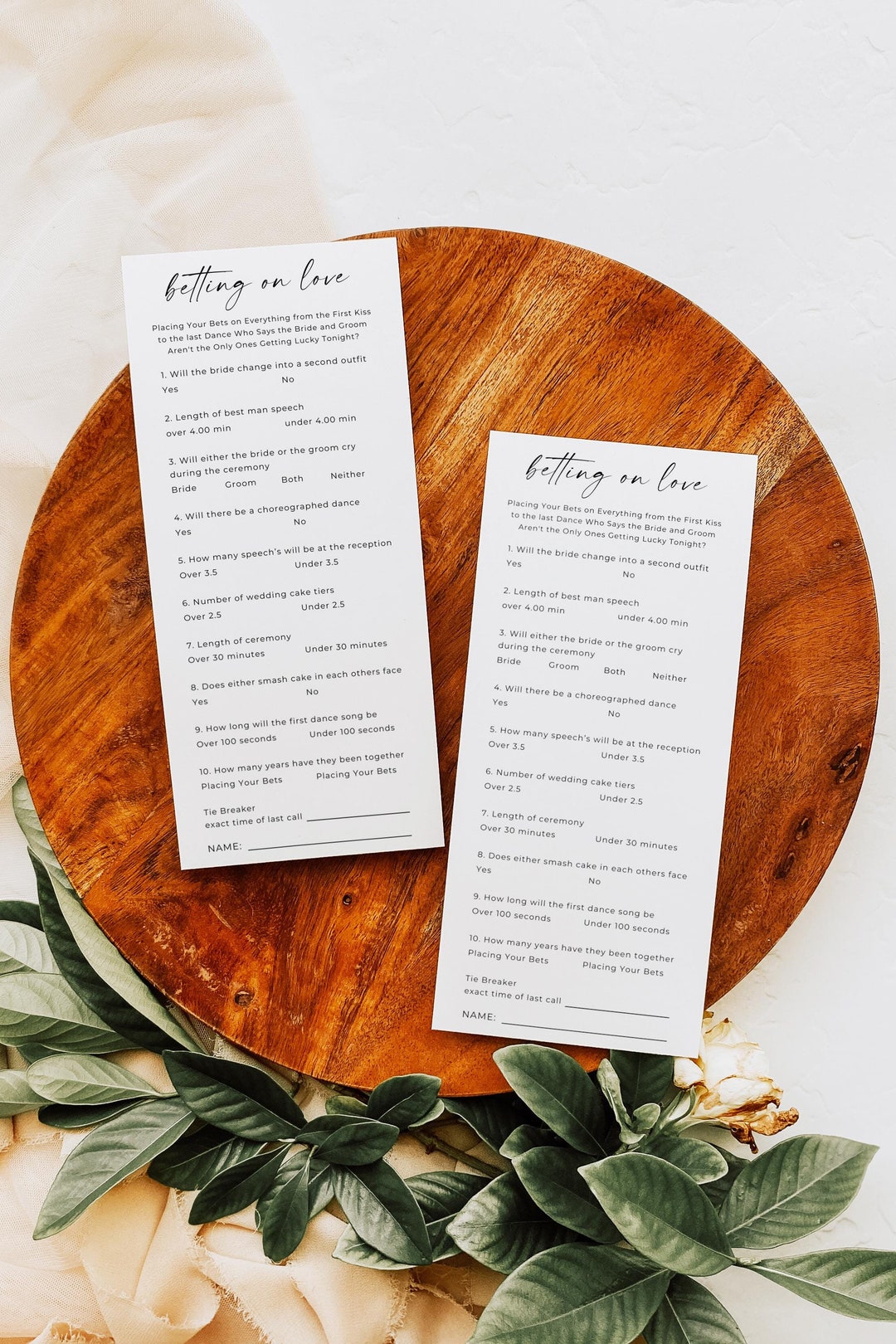 Wedding Prop Bet Sheet, Wedding Place Your Bets, Fun Reception Game ...