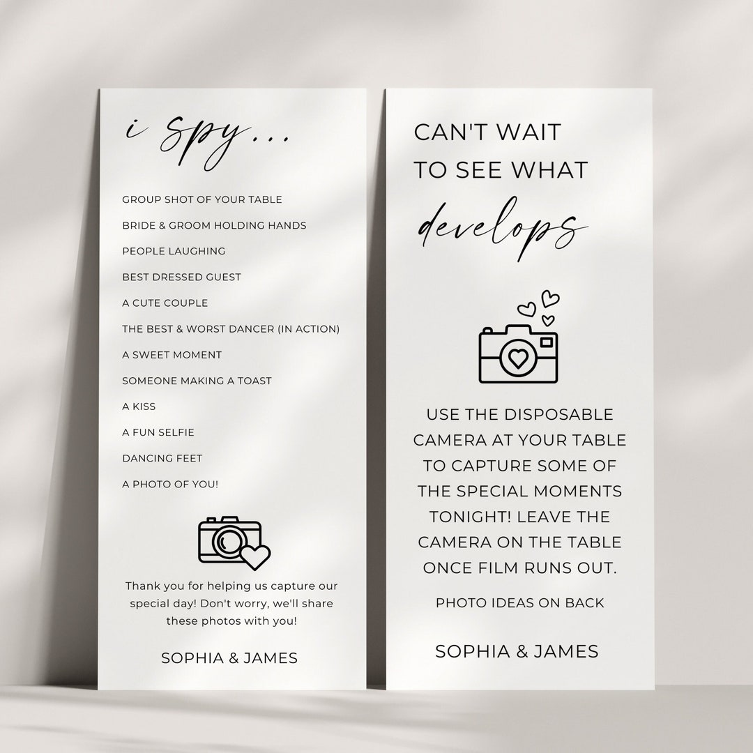 Disposable Camera Wedding Game, I SPY Wedding Game, Can't Wait to See ...